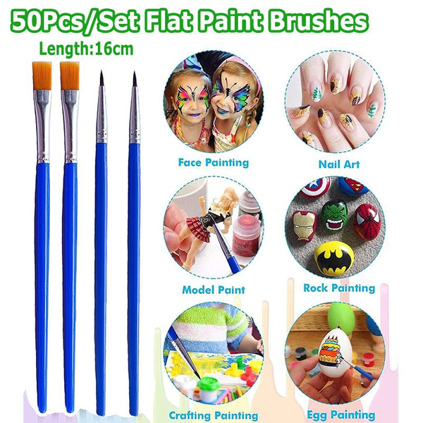 50Pcs/Set Oil Painting Brush Flat Paint Brushes Small Brush Volume for ...