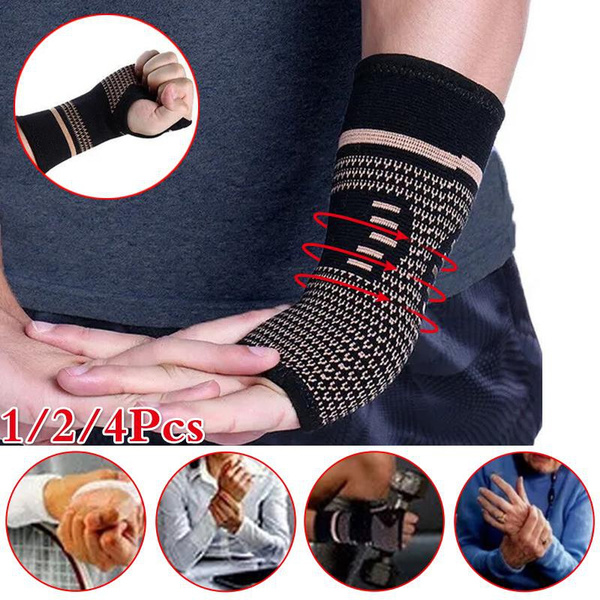 1/2/4Pcs Copper Wrist Hand Brace Support Fit Carpal Tunnel Splint Strap ...