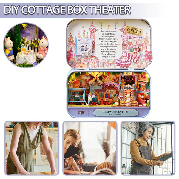 Box Theater Doll House Furniture Miniature 1:24 DIY Dollhouse Kit for ...