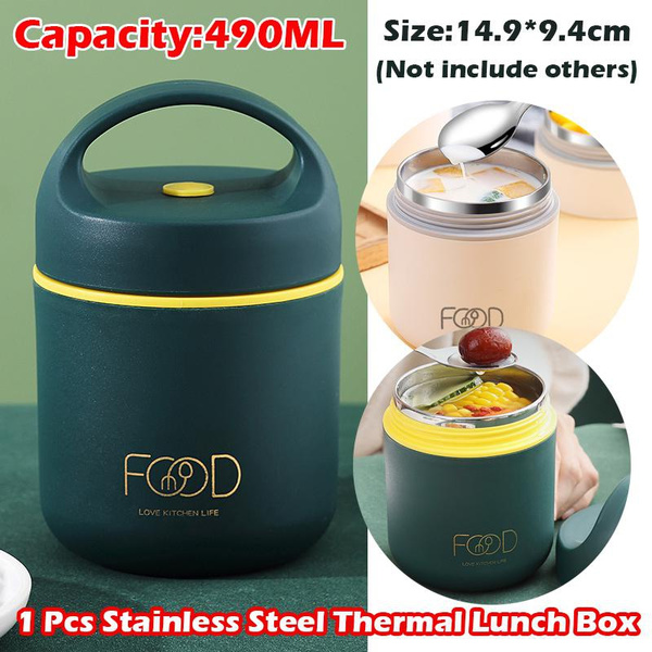 1 Pcs Stainless Steel Vacuum Thermal Lunch Box Insulated Lunch Box Food ...
