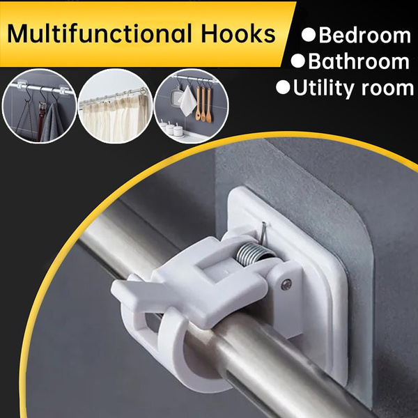 2/4pcs Multifunctional Curtain Rod Holder Clamp Hooks Bracket Holders ...