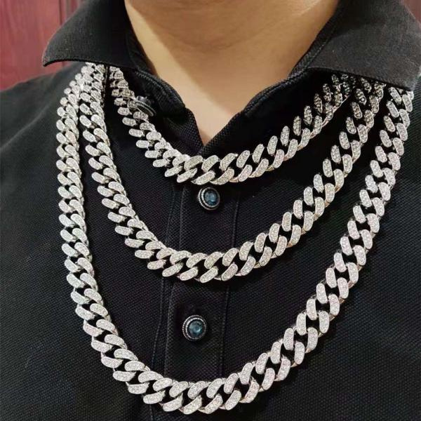 Exaggerated Domineering 13MM Width Cuban Link Chain Gold Silver Plated ...