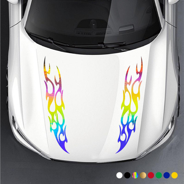 2PCS Flame Cool Decals Hood Decals Car Stickers Body Decoration ...