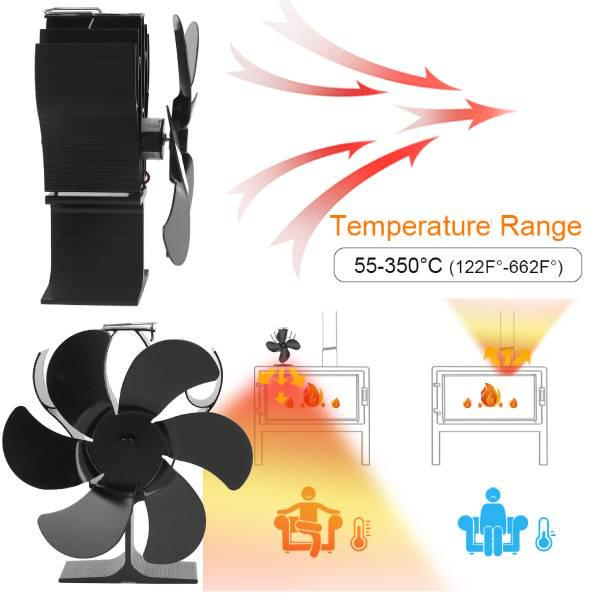 6 Blades Heat Powered Stove Fan High Temperature Resistance Self ...