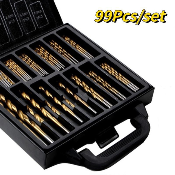 99PCS/Set Twist Drill High Speed Steel Titanium-plated Twist Drill ...