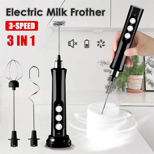 3 in 1 Electric Egg Beater Whisk Rechargeable Coffee Mixer Milk Maker ...