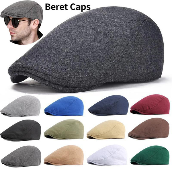 Unisex Beret Caps Men's Linen Gatsby Cap Flat Ivy Golf Driving Cabbie ...