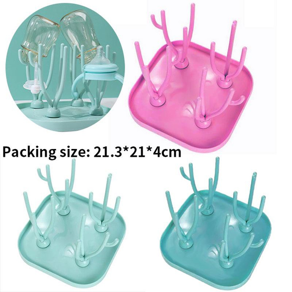 New Bottle Dry Rack Baby Bottle Drain Drying Racks Blue Pink Baby ...