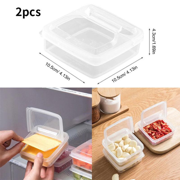 2PCS Butter Cheese Storage Box Transparent Cheese Container Portable ...