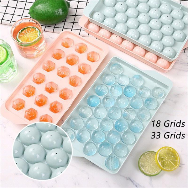 Food Grade Silicone Round Ice Cube Tray, Ice Ball Maker Mold for ...