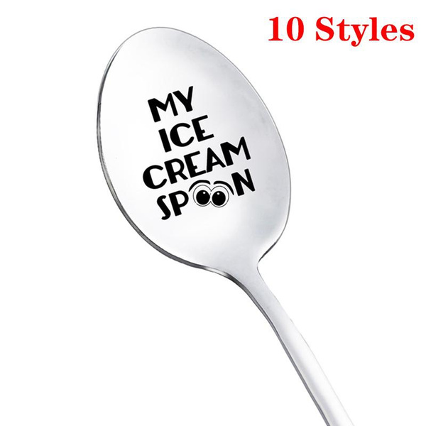 1Pc Ice Cream English Alphabet Lettering Spoon Stainless Steel Coffee ...