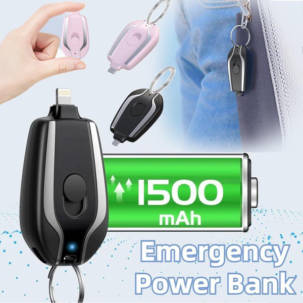 Portable Keychain Charger 1500mAh Type-C/Lightning Ultra-Compact Mini ...