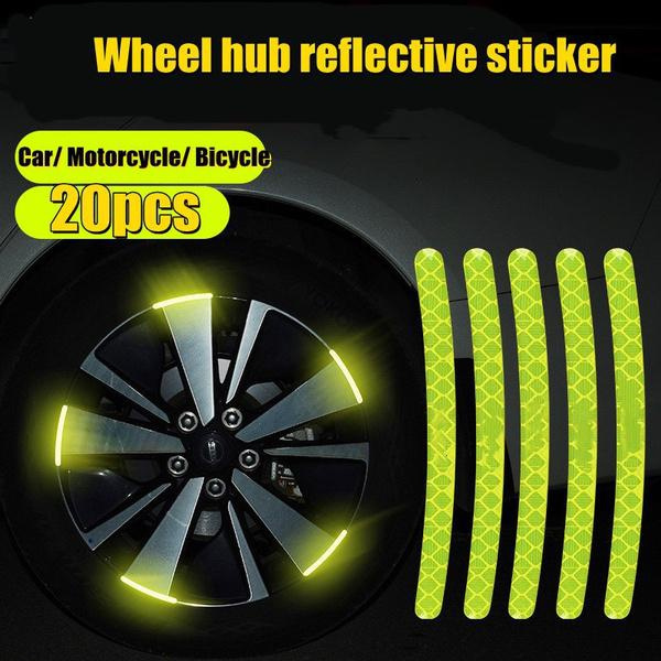 20pcs Car Wheel Hub Stickers Decorative Reflective Stickers Prism Epoxy ...