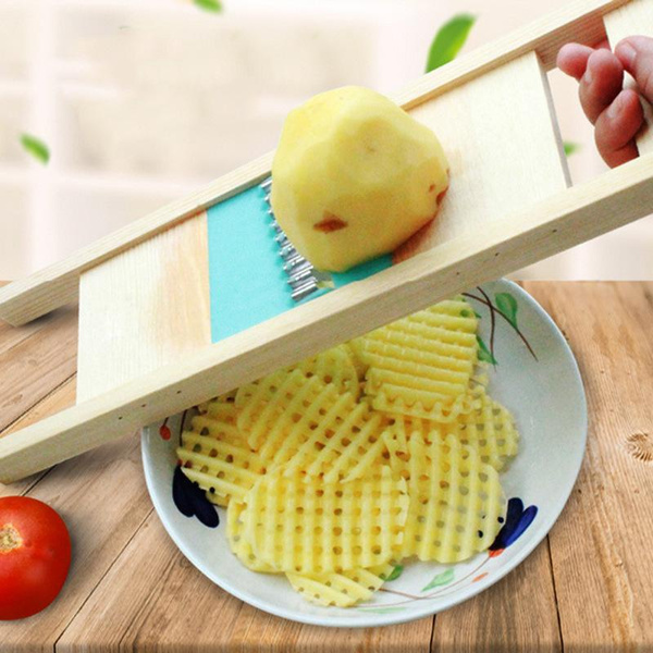 Wooden Potato Grid Slicer Vegetable Grater Corrugated Net Chopper ...