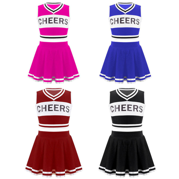 Girls Cheer Leader Uniform Outfit Schoolgirl Cheerleading Costume Halloween Carnival Cosplay