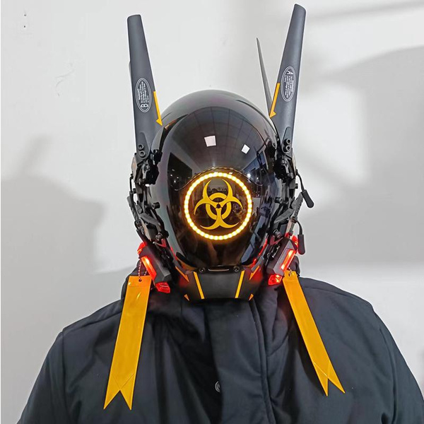 New yellow wing arrow Cyberpunk LED luminous mask Halloween technology ...
