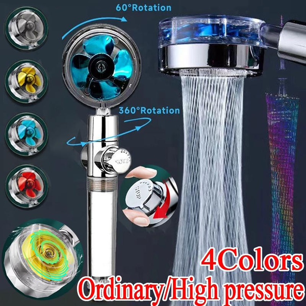 New Shower Head Water Saving Flow 360 Degrees Rotating With Small Fan