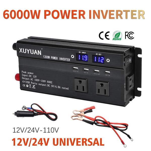 Peak 6000W Pure Sine Wave Inverter DC 12v To AC 110V Portable Power ...