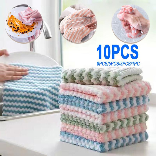 1/3/5/8/10PCS Absorbent Coral velvet Towel Kitchen Cleaning Cloths Dish ...