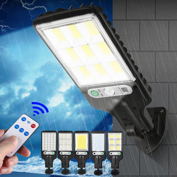 COB LED Solar Street Light Outdoor Waterproof 3 Mode Remote Control PIR ...
