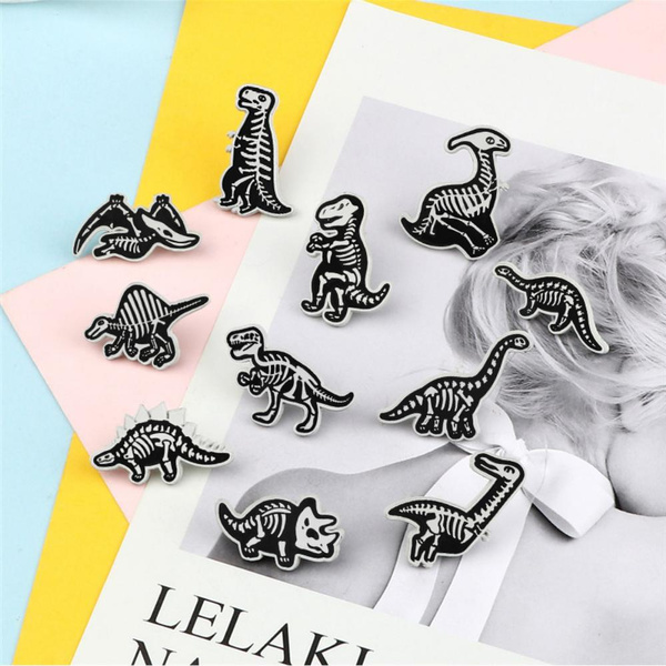Jurassic Dinosaurs Skeleton Brooches Tyrannosaurus Rex Enamel Pin for ...