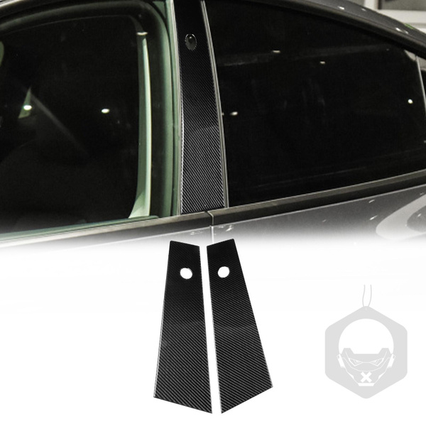 Real Carbon Fiber Car B Pillar Decorative Frame Sticker For Tesla Model ...
