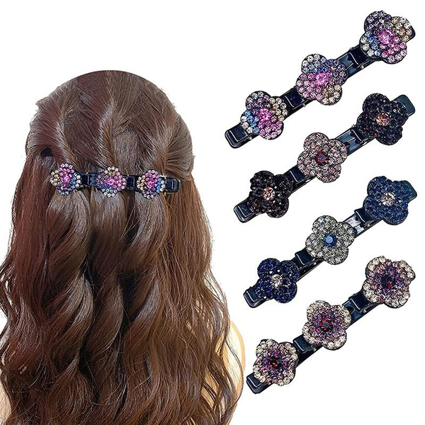 Sparkling Crystal Stone Braided Hair Clips, Rhinestone Hair Clips ...