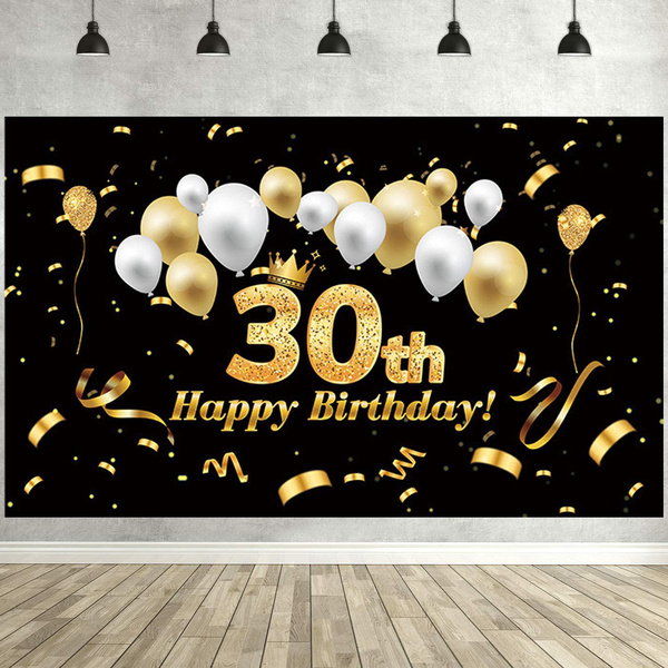 30th Happy Birthday Party Decorations for Men Women Black Gold Happy ...
