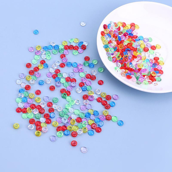 Flat Marbles Mini Acrylic Gems Beads Fake Gemstone 7mm for Glass Vase ...