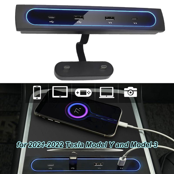 For Tesla Model 3 Y 2021 2022 27W Quick Charger USB Shunt Hub ...