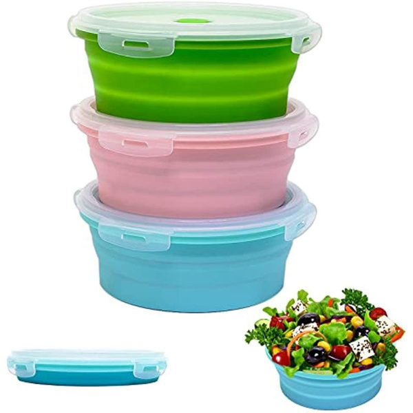 Round Silicone Food Storage Containers with Lids, 1/3 Pack Set 40oz ...