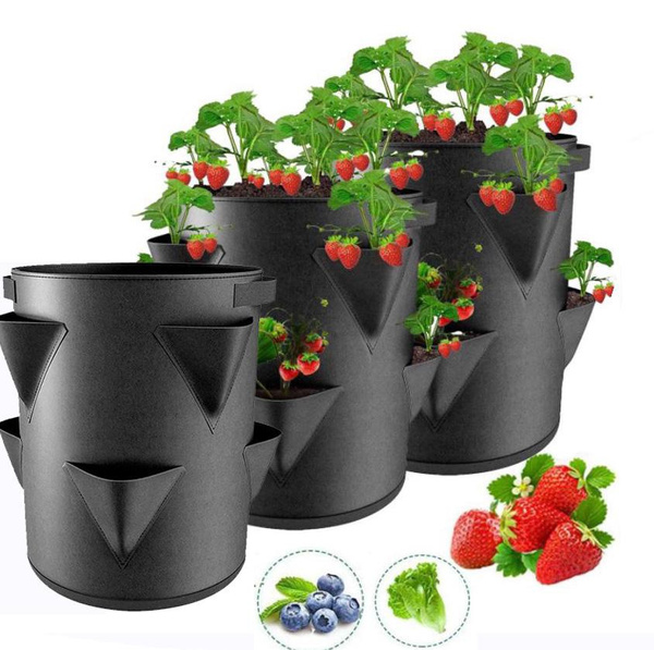 Fabric Plant Pots Grow Bags Multi-Mouth Planting Bag 5/7/10 Gallon ...