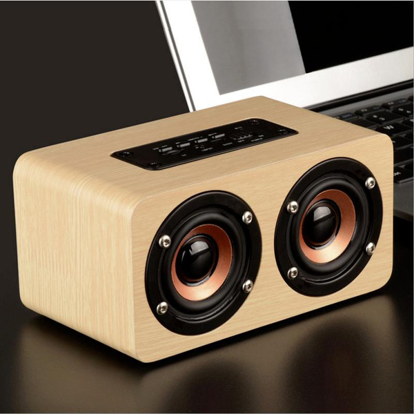 Wood Grain Wireless Bluetooth Speaker Dual Louder speaker Subwoofer ...