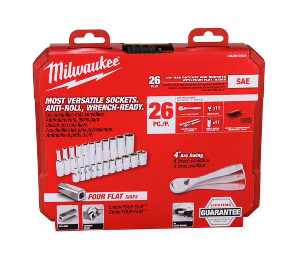Milwaukee 48-22-9404 1/4" Drive 26pc SAE Ratchet & Socket Set | Wish
