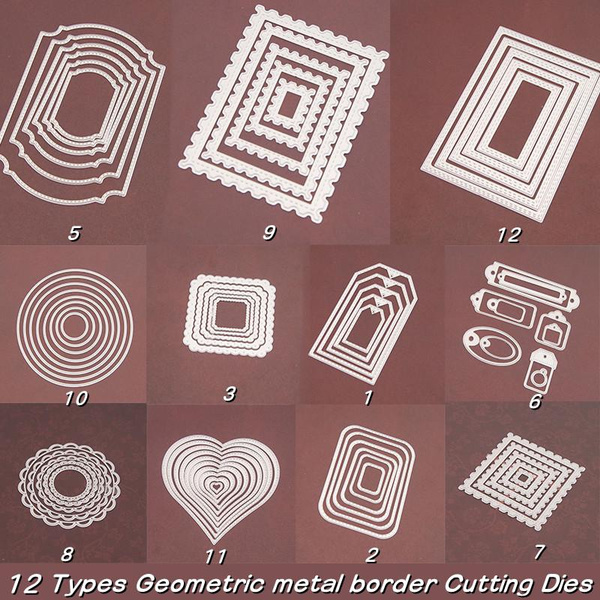 1PC 12 Types Geometric Shapes Rectangular/ Heart-shaped/ Round/Metal ...