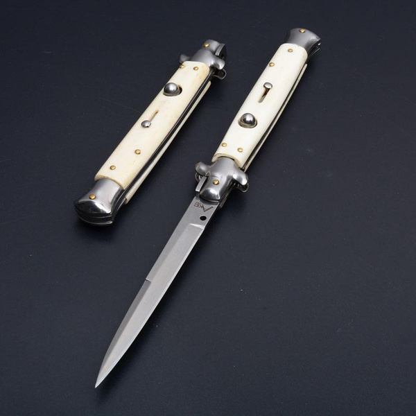 Tactical 9" Italian Milano Stiletto AKC AUTO Spring Assisted Open ...