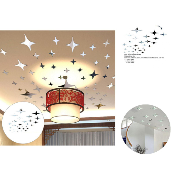 1 Set Home Mirror Stickers Chic Reflect 3D 3D Bathroom Mirror Decals ...