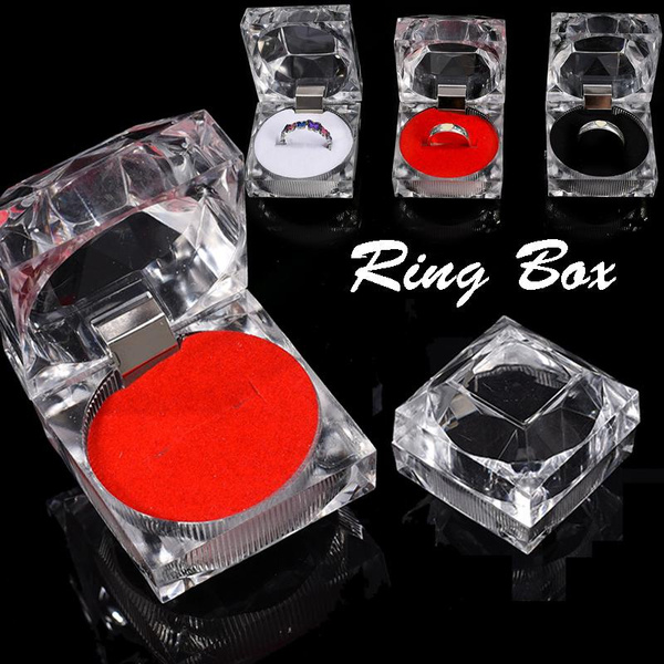 Clear Acrylic Storage Gift Display Case Ring Jewelry Package Ring ...