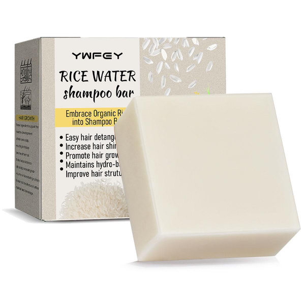 Rice Hair Shampoo Bar Soap Straight Curly Wavy Anti Hair Loss Hair Fast ...