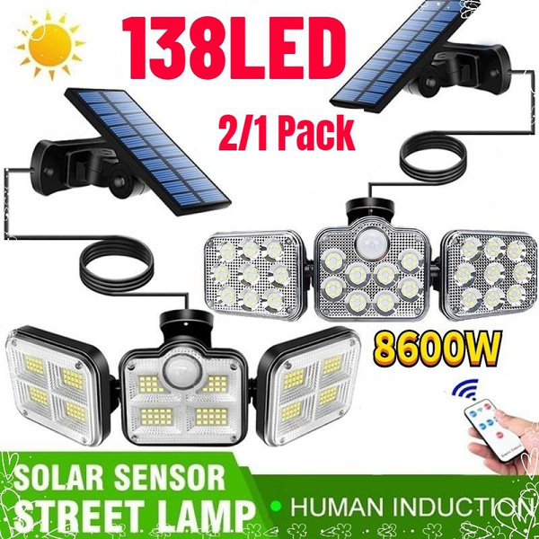 2/1PACK 138LED/SMD Solar Lights Outdoor Motion Sensor Solar Security ...