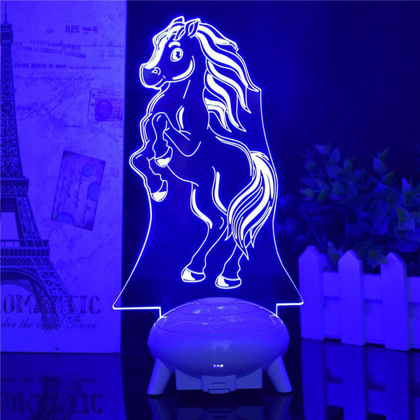 Horse 3D LED Acrylic UFO Base Night Light Remote Touch Switch 7/16 ...