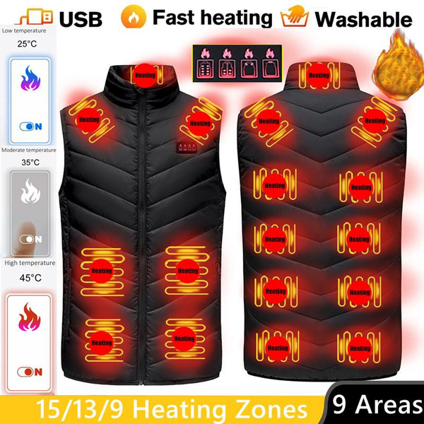2023-New Plus Size XS-6XL Men 15/13/9 Heating Zones USB Winter Outdoor Electric Heating Jackets ...