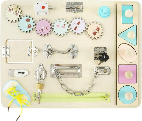 New Children's Wooden Montessori Early Learning Busy Board Busy Block ...