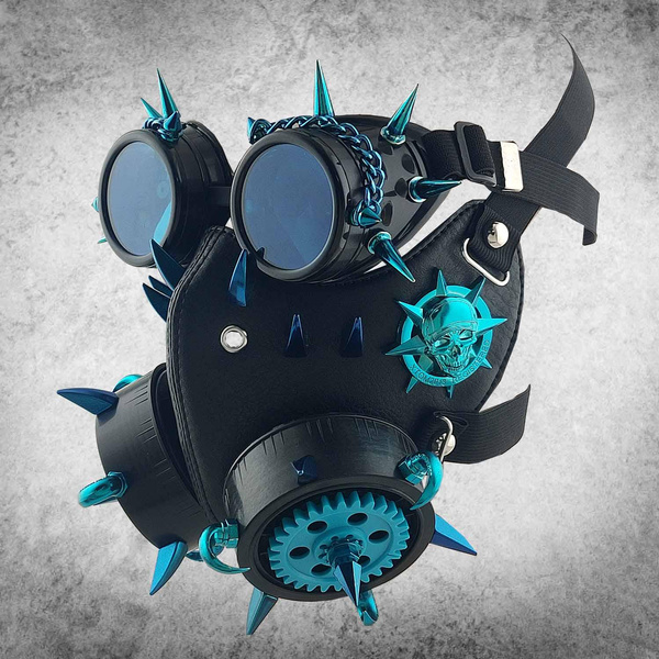 Steampunk Gothic Mask Spike Gas Mask Masquerade Performace with Goggles ...