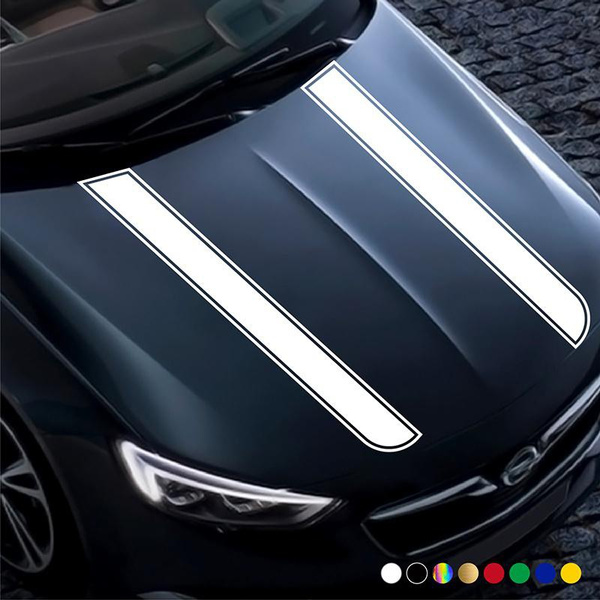 2PCS Car Stickers Car Racing Auto Body Stickers Stripe Hood Decals ...
