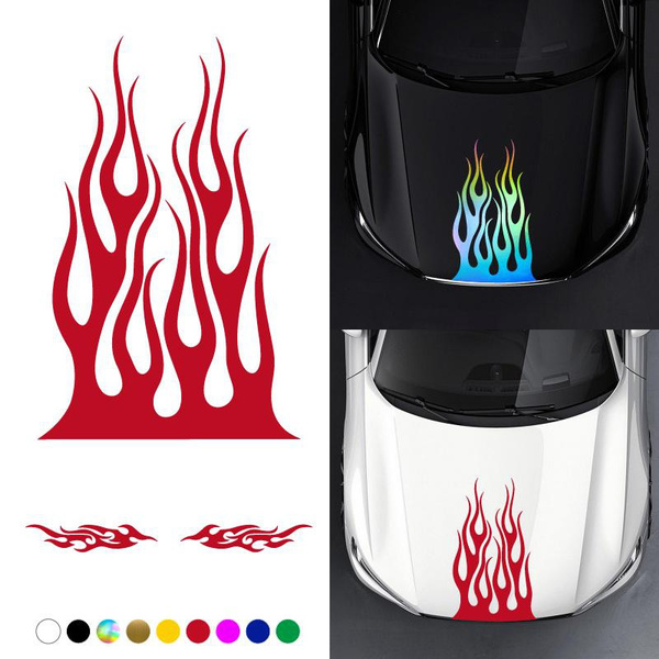 3Pcs 33" Fire Flame Graphic Universal Decal Sticker Hood Vinyl ...