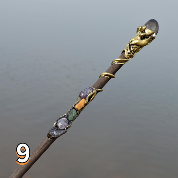 Double-headed Crystal Magic Wand Wood Stick Wicca Altar Props Witch | Wish