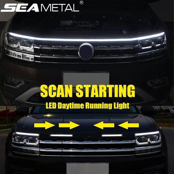 SEAMETAL LED Daytime Running Light Scan Starting Car Hood Decorative ...
