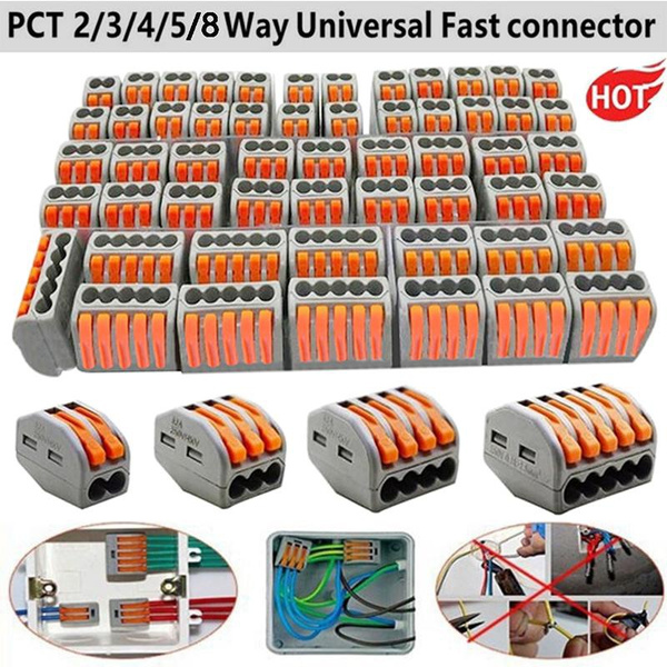 2/3/4/5/8 Way Push-in Electrical Wire Connector Terminal Block ...