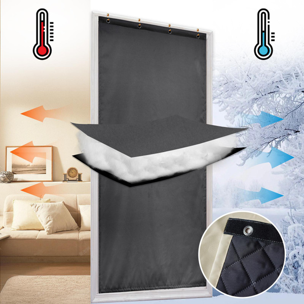 1 Panel Thermal Insulated Blackout Door Curtain Heat Resistant Window ...